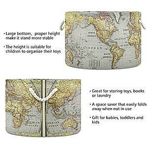 xigua Cotton Rope Basket World Map Painting Baby Laundry Basket Blanket Kids Toy Storage Basket Glove Box