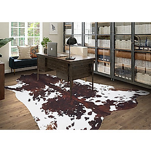 Guyekobe Cowhide Rug 5.2X4.6 ft Cow Print Rug Animal Print Area Rugs for Western Decor Western Rugs for Living Room Bedroom Decor Durable Non-Slip Cow Hide