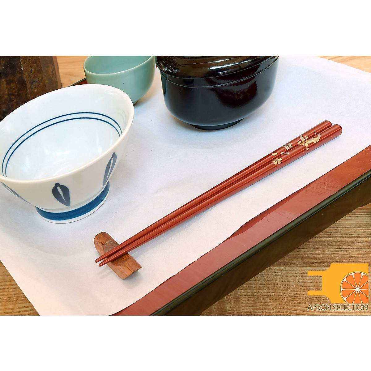 Hashimoto-Kousaku Sikkiten Japanese Natural Lacquered Wooden Chopsticks Sakura Collection in Gift Box (Yoisakura, Vermilion)