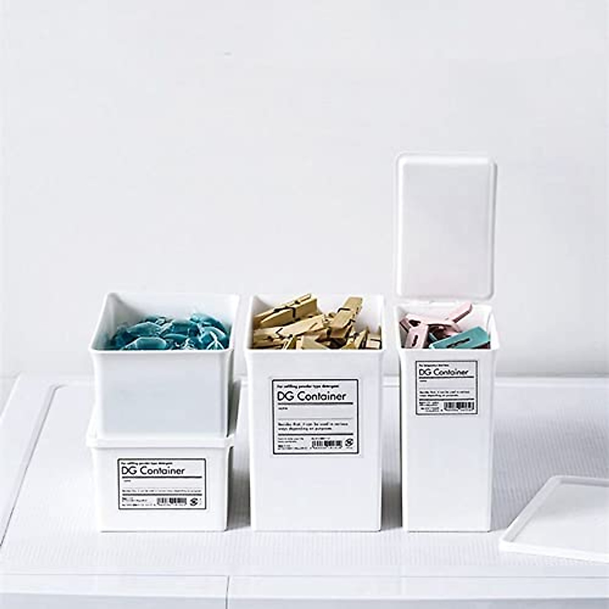 Laundry Powder Container, Household Washing Powder Storage Tin Laundry Powder Box for Holding Pods Tablets Detergent(C)