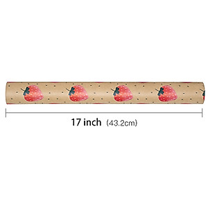 RUSPEPA Kraft Wrapping Paper Roll - Mini Roll - Strawberry Design Great for Birthday, Party, Baby Shower - 17 Inches X 32.8 Feet