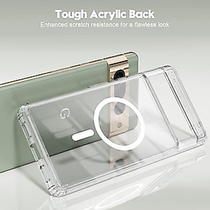 oakxco for Google Pixel 7 Pro Case Clear Magnetic Compatible with Magsafe, Thin Slim Transparent Non Yellowing, Hybrid Soft Silicone Bumper & Hard Plastic Protective Cover for Women, Clear