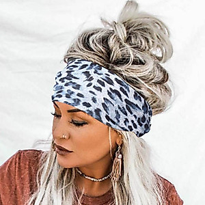 Acenail Leopard Boho Headbands Criss Cross Hair Bands Nonslip Elastic Headwrap Cloth Twist Hair Scarfs Yoga Headwear Workout Headpiece Stretch Hair Accessories for Women and Girls 4Pcs