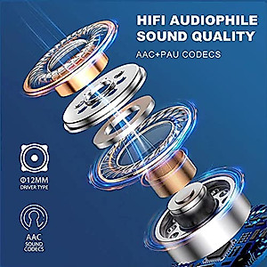 Wireless Gaming Earbuds with LED Lights, Low Latency Game-Audio Mode & Microphone, IPX5 Water Resistant Charging Case