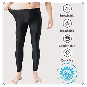 UPF 50+ Men's Surfing Leggings Sun Protection Swimming Pants(6011black-L)