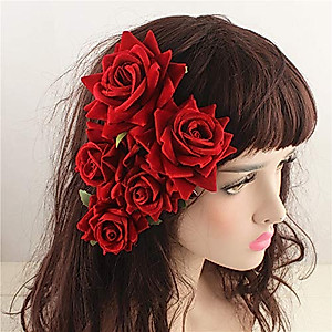 Rose Flower Hair Clip 3D Red Roses Flower Hair Accessories Comb Piece for Girls Women Bride Wedding Hair Clip Flamenco Dancer Hairpins Headwear Barrette Styling Tools Accessories