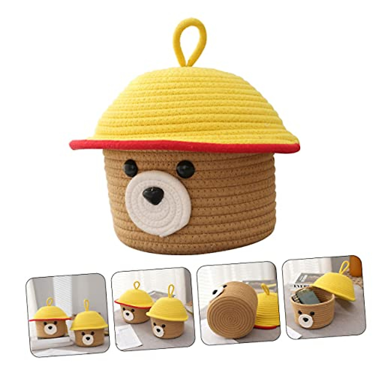 TOYANDONA Bear Storage Basket Clothes Bins Storage for Closet Toy Baskets Wicker Storage Basket Baby Laundry Basket Baskets Empty Wicker Laundry Baskets Cotton Rope Sundries Basket Mini