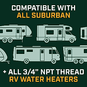 Corro-Protec RV Anode Rod for Hot Water Heater, 20-Year Warranty Powered Anode, Permanently Stops Corrosion to Extend Water Heater Life Expectancy, Eliminate Hot Water Sulfur Smell & Fits All Suburban