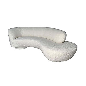 55" Wide Boucle Upholstery Plush Chenille Fabric Off White Color by The Yard