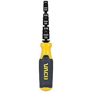 VACO VAC1070 Impact Driver, 7-in-1 SAE Multi-Bit Impact Flip Socket with Handle, 6 Easy-to-Identify Hex Driver Sizes and 1/4-Inch Bit Holder