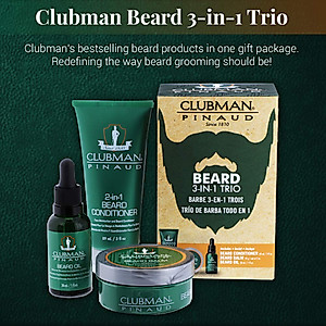 Clubman Pinaud Beard Kit, includes Beard Conditioner, Beard Balm and Beard Oil