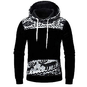 Hoodies for Men Thenlian Men‘s Christmas Autumn Winter Casual Sweatshirt Hoodies Top Blouse Tracksuits(Black, XL)