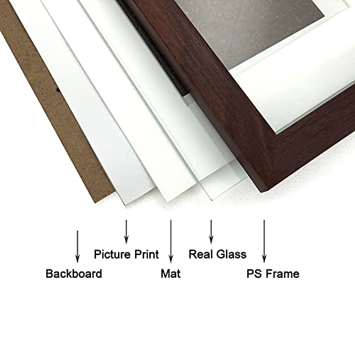 DEKWINN 8x10 Picture Frame Set of 3 with Real Glass for Pictures 5x7 with Mat or 8x10 Without Mat, Wall Mounting or Tabletop display Photo Frames in Walnut
