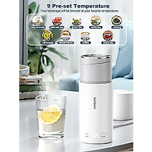 balbali Travel Kettle Electric Small 9 Preset Temp - Portable Kettle for Travel - Mini Hot Water Boiler/Maker/Warmer/Heater for Tea - Small Size One Cup Bottle/Thermos for Boil Water Single/Personal