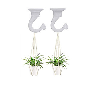 bnafes 2Sets 55mm/2.17" Ceiling Metal Ceiling Hooks, Heavy Duty Swag Ceiling Hooks with Hardware for Hanging Plants/Chandeliers/Wind Chimes/Ornament (White Color)
