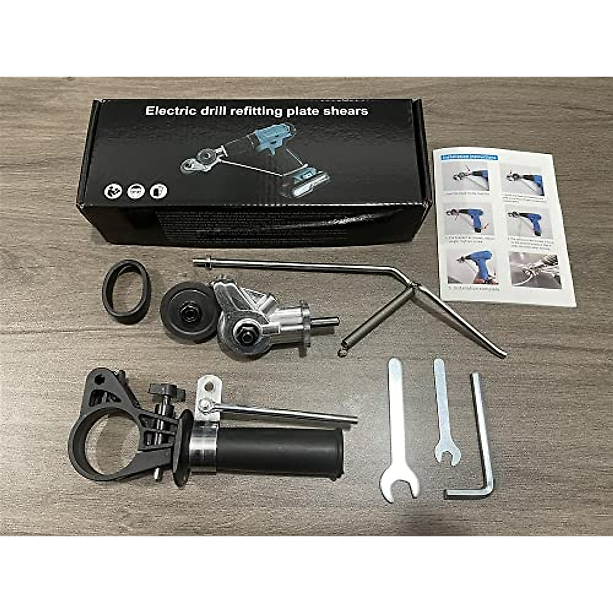 Electric Drill Plate Cutter, Electric Drill Shears Attachment Cutter Nibbler, Double Headed Sheet Metal Nibbler Cutter, Safe and Durable Drill Attachment for Metal Cutting