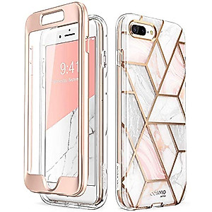 i-Blason Cosmo Glitter Clear Bumper Case for iPhone 8 Plus/iPhone 7 Plus, Marble