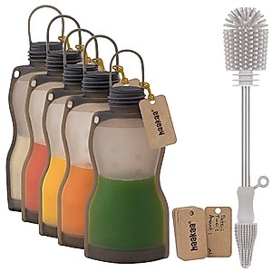 haakaa Reusable Silicone Breastmilk Storage Bag(9oz,5pk) Bottle Cleaning Brush Set| Breastmilk Freezer Bag|Breastfeeding Milk Pouch|Breast Pump Bag|Self Standing Storing Pouch- BPA Free- No Leak