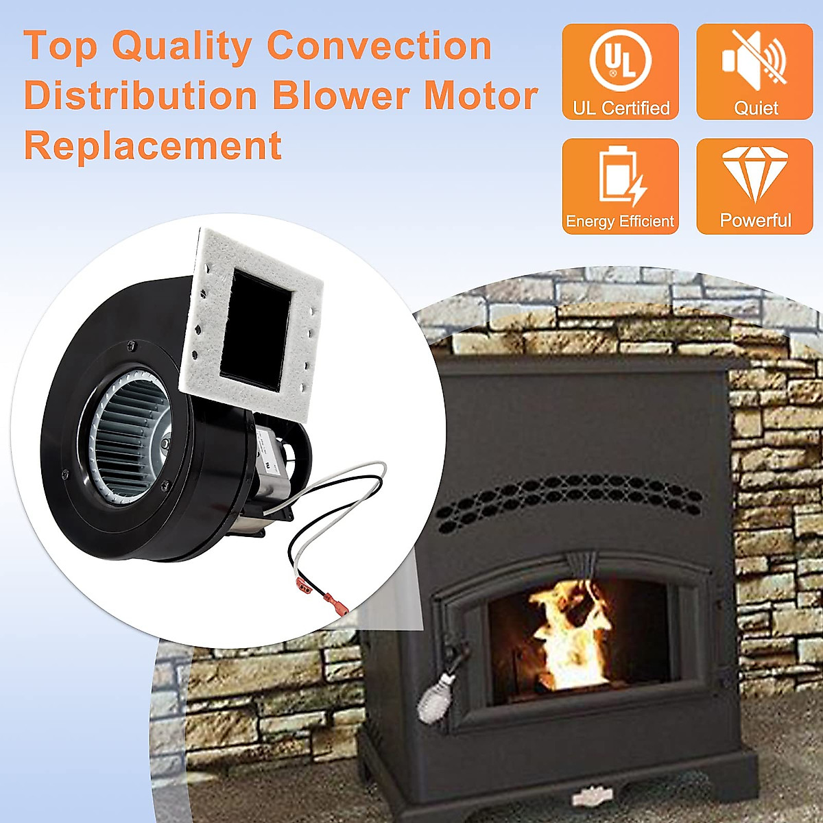 Criditpid Replacement 80472 & 80472A Distribution Blower Fan for US Stove & USSC American Harvest 6039 6041, King KP130, 5502M, Ashley 5500 5500M 5500XL Pellet Stoves.