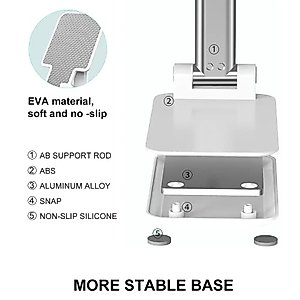 ChashenHa-Cell Phone Stand，Desktop Phone Stand ，Portable Folding Phone Stand, Foldable and Angle-Adjustable Height-elevating Holder, Suitable for All Smartphones and iPhones，（White）-2