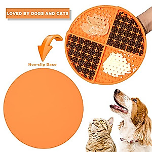 Bangp Licking Mat for Dogs and Cats,Dog Slow Feeders,Boredom Anxiety Reduction,Heavy-Duty Puzzle Mat Dog Treat Mat with Unique Quadrant Design,Perfect for Yogurt,Treats or Peanut Butter(Orange)