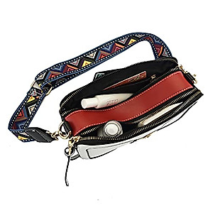 Beatfull Designer Bee Crossbody Purse for Women PU Leather Shoulder Handbag with Black-Red StripsCamera Clucth (white)