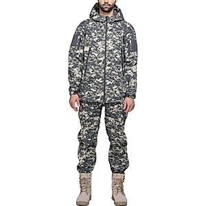 YFNT Men Softshell Hiking Pants Winter Fleece Snowboard Ski Pants (38x34, ACU)