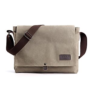 XHUMORG Canvas Messenger Bag Travel Shoulder bag 13.3" Laptop Bags Satchel Crossbody Bag for Men (khaki)
