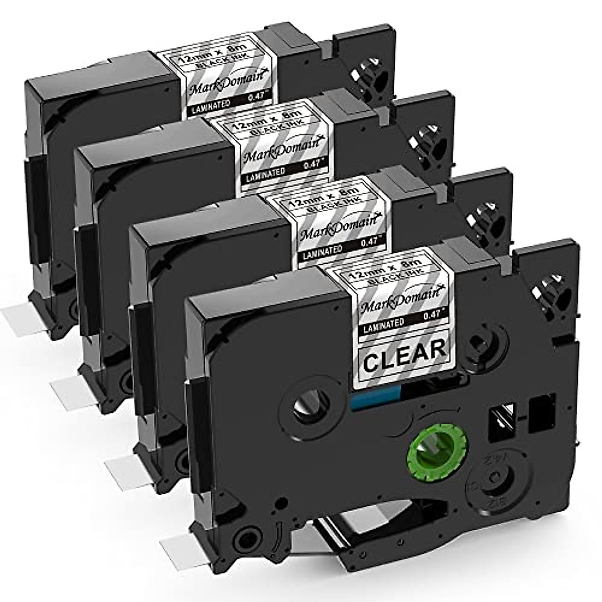 TZe131 P Touch Label Tape Clear 12mm Replacement for Brother Label Maker Tape Clear TZe-131 Laminated Black on Clear 0.47" x 26.2', Compatible with P Touch Label Maker PT-D210 H110 D220 D410, 4 Pack