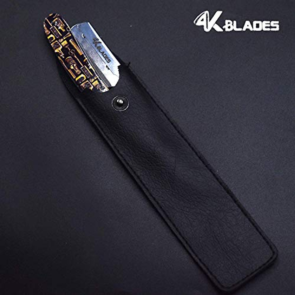 Professional Barber Straight Edge Razor - Salon Hair Cut Stainless Steel Safety Blade for Close Shaving, Navalha De Barbeiro (with 10 single edge sharp blades) (Metal handle)