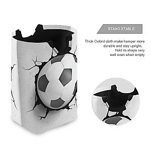 Collapsible Laundry Basket 3D Soccer Ball Laundry Hamper Large Cloth Hamper Laundry Organizer Holder with Handle