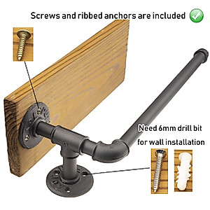 Y-Nut Industrial Vintage Paper Towel Holder Gordon with Shelf Spice Rack TPD-004, Steampunk Loft Style Wall Mount Kitchen Laundary Room Organizer, Wood Metal Water Pipe