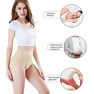 wirarpa Women's Cotton Underwear High Waist Briefs Ladies Soft Underpants 4 Pack Plus Size Panties Multicolored Large