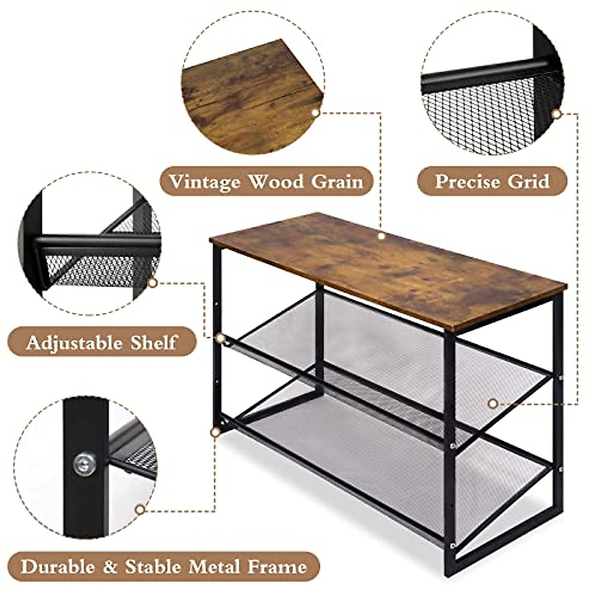 Garden 4 you 3-Tier Tilting Adjustable Freestanding Shoe Rack 6-Pairs 25.2 in Length for Durability and Stability for Entryways, Hallways, Closets, Dormitory Rooms, and Industries，Brown