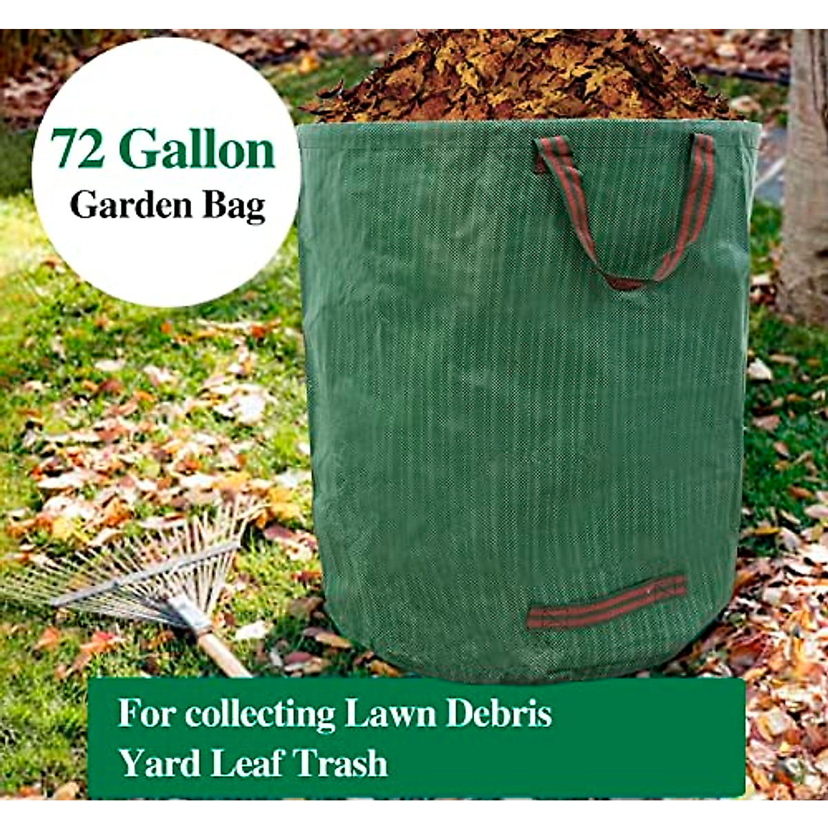72 Gallons Garden Bag Collapsible Reuseable Heavy Duty Garden Waste Bags for Lawn Yard Leaf Trash Debris Garden bags with Gardening Gloves(3-Pack)
