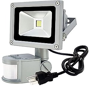 Feudarti Motion Sensor Outdoor Lights Flood Night Light 10W LED Security Bulbs Garage Lighting Plug in Color 6500K IP65 Waterproof Spot for Garage Courtyard Patio Porch Entrance Security
