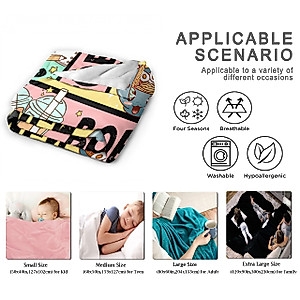Anime Blanket Gifts for Girls Kawaii Anime Decor for Women Anime Ramen Boba Sketching Flannel Blanket Anime Lover Stuff, Luxurious Warm and Cozy for S 40X50 Inch for Kids/Child