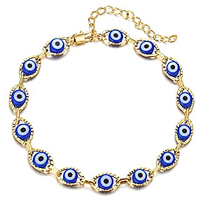 choice of all Evil Eye Bracelet for Women,14K Gold Plated Turkish Blue Eye Chain Bracelets for s Christmas (Blue)