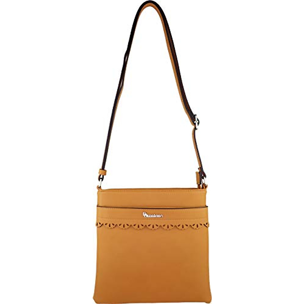 B BRENTANO Vegan Medium Crossbody Handbag Purse (Mustard - S)