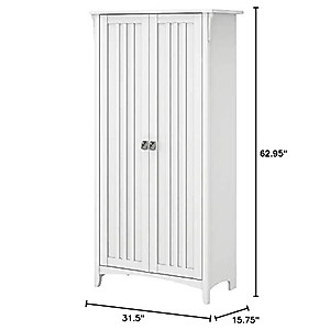 Bush Furniture Salinas Kitchen Pantry Cabinet with Doors, Pure White and Shiplap Gray