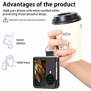 CCSmall Oppo Find N3 Flip Slim PU Leather Protective Cover Case with Ring, Black