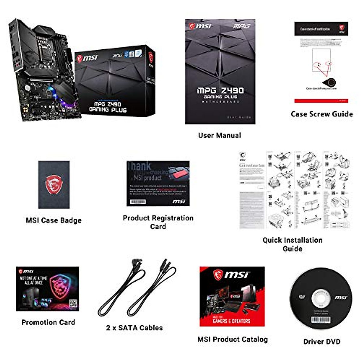 MSI MPG Z490 Gaming Plus Gaming Motherboard (ATX, 10th Gen Intel Core, LGA 1200 Socket, DDR4, CF, Dual M.2 Slots, USB 3.2 Gen 2, 2.5G LAN, DP/HDMI, Mystic Light RGB)