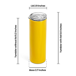 makerflo 20oz Powder Coated Tumbler Craft-Ready Insulated Stainless Steel for DIY Gifts & Personalization (Laser Engravable)-(Yellow, 1 pack)