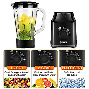 Blender for Kitchen 600W Blender for Shakes and Smoothies 52 oz Kitchen Countertop Blender with Glass Jar High Speed Ice Crusher Blender Black Smoothie Blender for Shakes Frozen Drinks