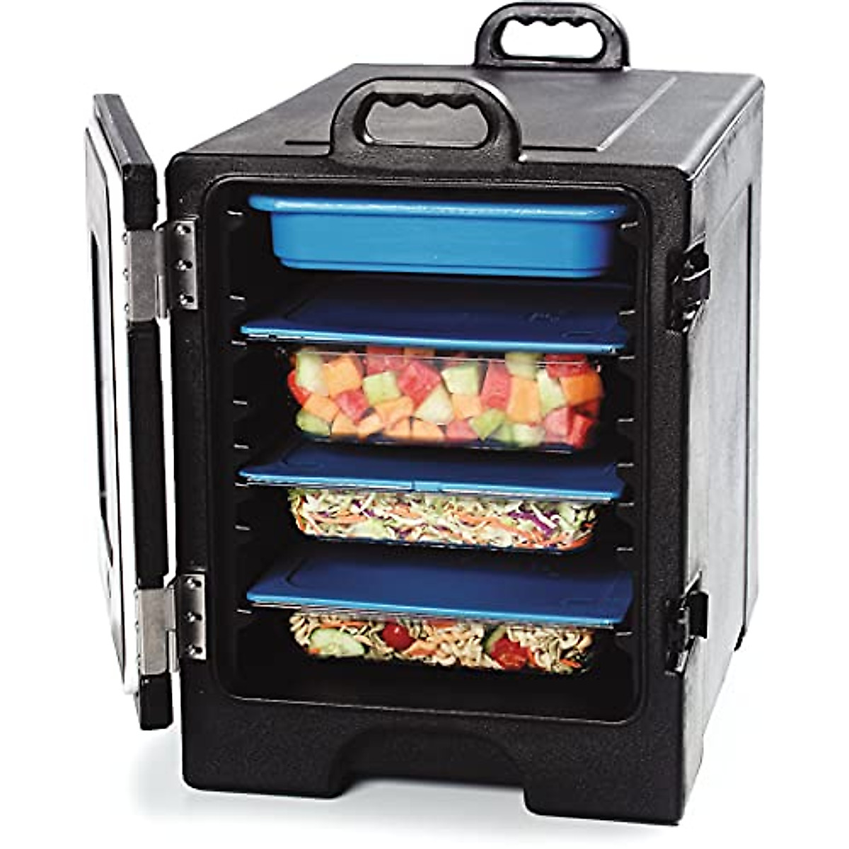 Carlisle FoodService Products Cateraide Plastic Insulated Food Container, Portable Food Warmer, Food Pan Carrier with Versatile Capacity for Parties, Catering, Buffets, 5 Full Pans, Black