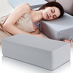 Cube Pillow for Side Sleepers (24"x12"x6", Extra Thick), Memory Foam Rectangle Pillow Support Neck and Shoulder for Pain Relief, Bed Pillow for Sleeping with Removable Cover - King, Queen|Gray