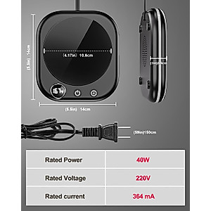 Mug Warmer,40W Coffee Mug Warmer for Desk with Temperature Display, 4H Auto Shut Off, 3 Temp Settings & 1-12H Timer, Smart Electric Beverage Warmer for Coffee, Tea, Water, Milk and Coco(Black)