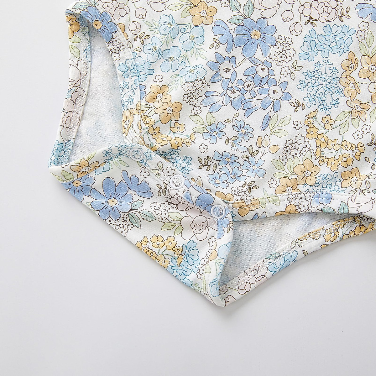 pureborn Infant Baby Girl Bodysuit Sleeveless Ruffle Collar Romper Organic Cotton One-Piece Summer Outfit 3-6 Months Floral White