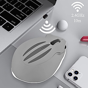 YOCUNKER Wireless Mouse 2.4Ghz Hamster Shape Cute Animal Design M Size Silent Click USB Optical Mouse Lightweight for Kids Compatible with PC/Laptop/Computer/MacBook(Gray)