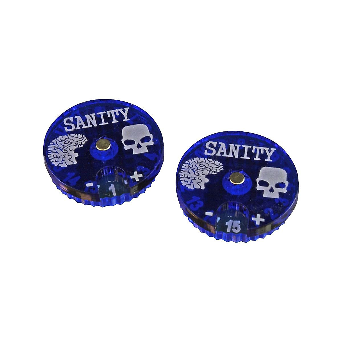 LITKO Cthulhu Dials | Compatible with Eldritch Horror Board Game | Arkham | 2 Pack | Numbered 1-15 | (Blue - Sanity Dials)
